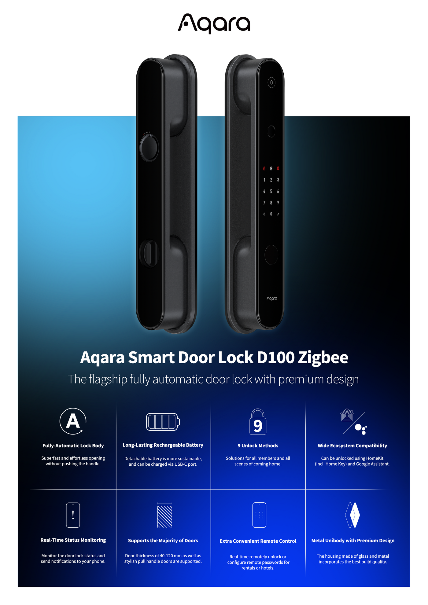 Aqara D100 Zigbee Smart Door Lock | Singapore Smart Lock Solutions