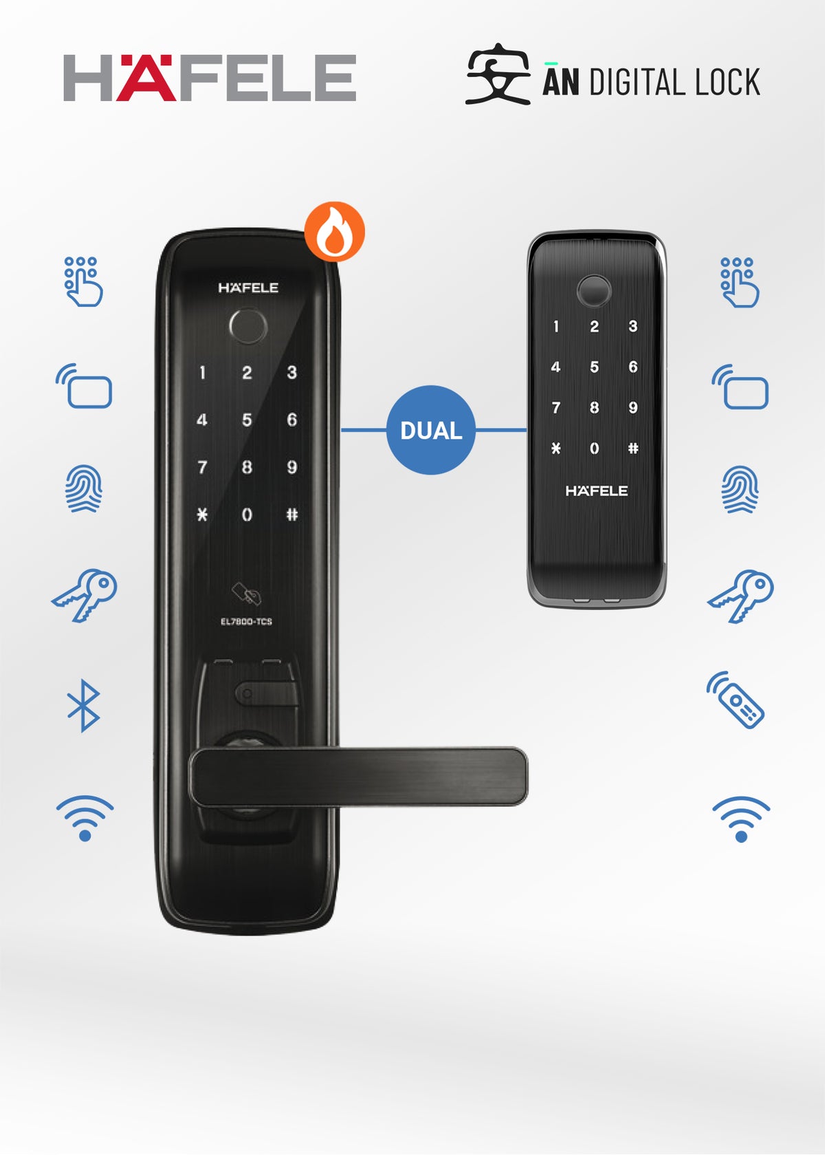 Hafele EL7800 PLUS Door Lock + Hafele GL6600 Gate Lock | Singapore ...