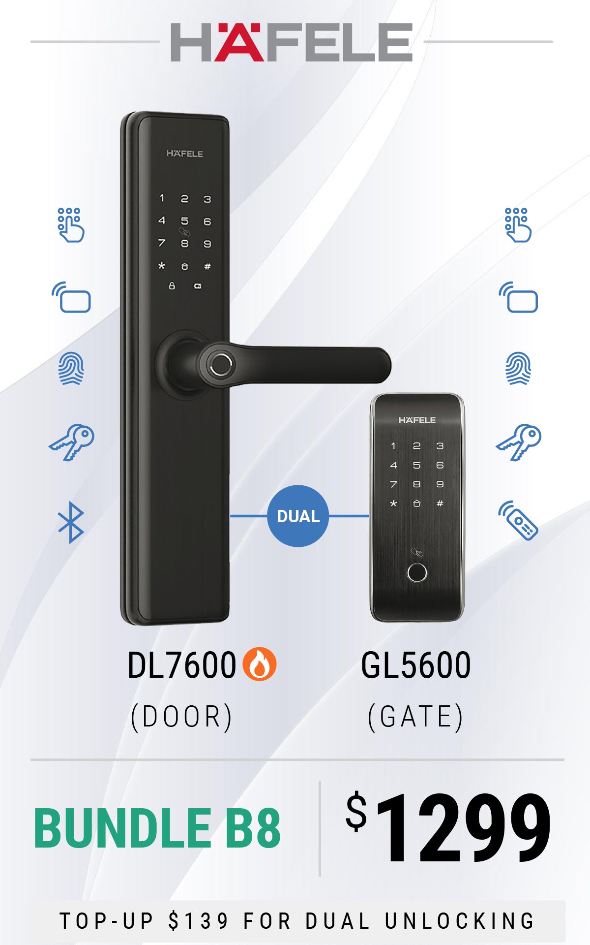 Bundle B8: Hafele DL7600 Door Lock + Hafele GL5600 Gate Lock | AN ...