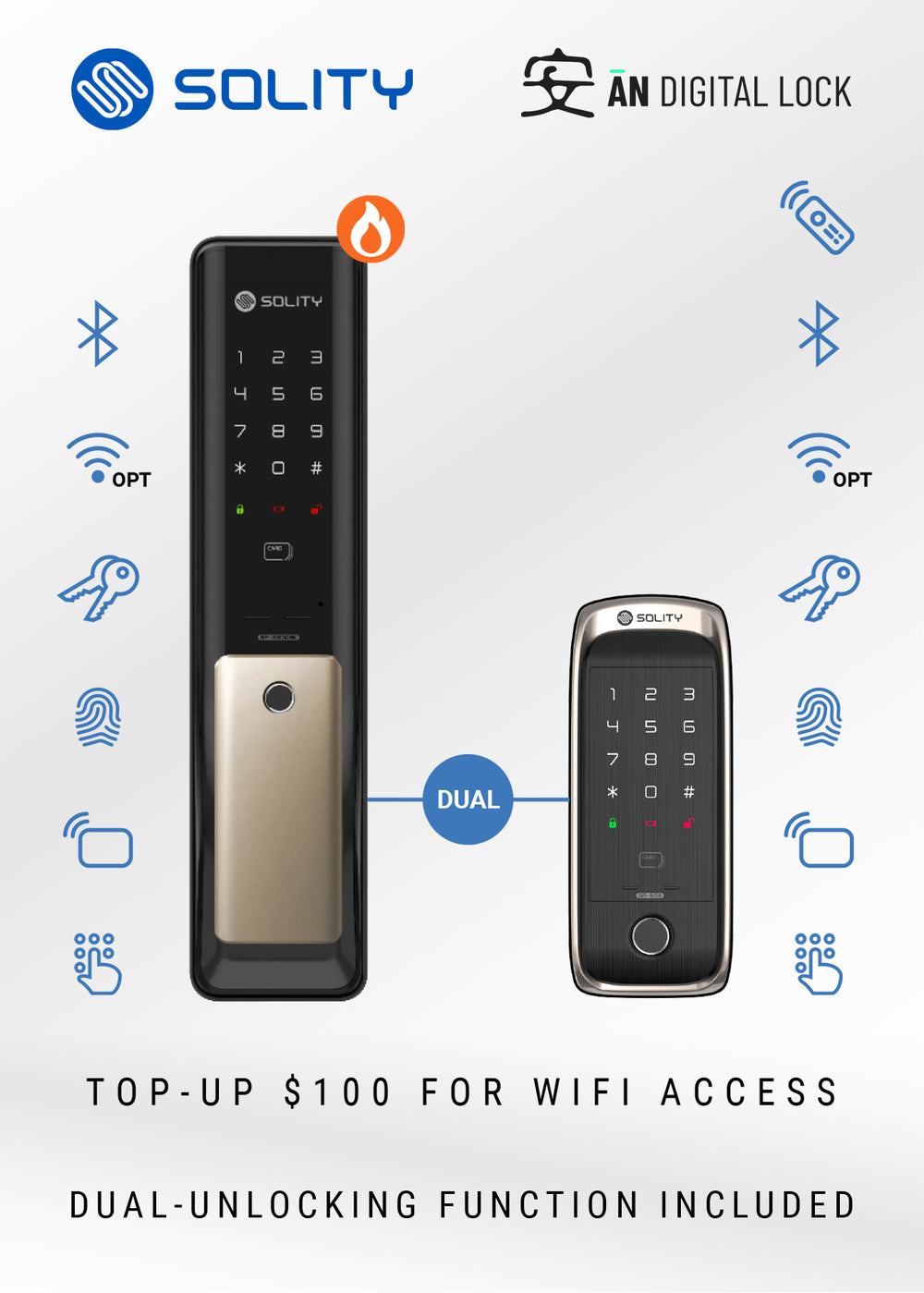 SOLITY GP-6000BK Door Lock + SOLITY GD-60BK Gate Lock