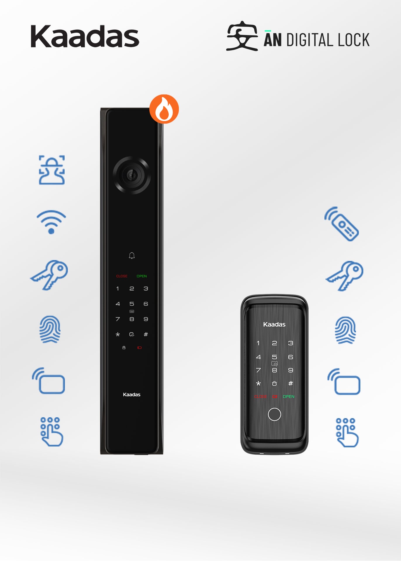 Kaadas K70SE Digital Door Lock + Kaadas R8GD Gate Lock